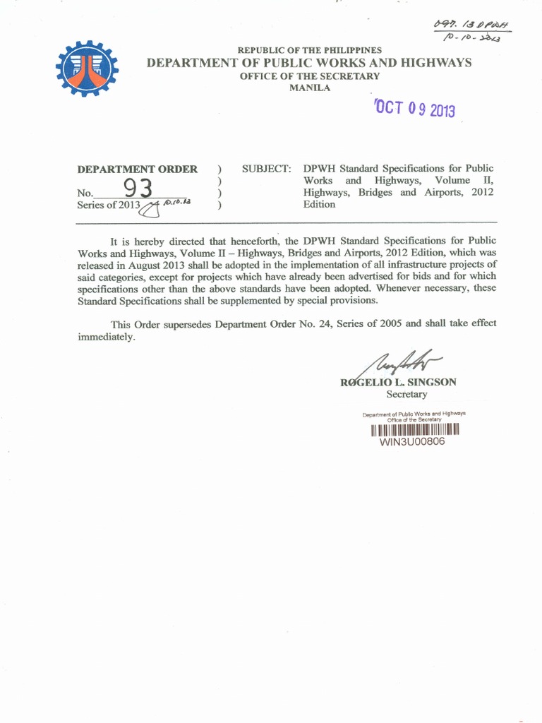 DPWH Department Orders | PDF