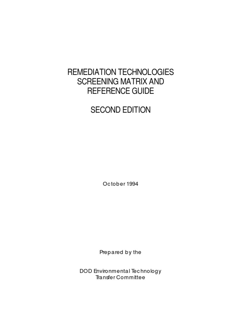 Remediation Technologies Screening Matrix | PDF | Environmental ...