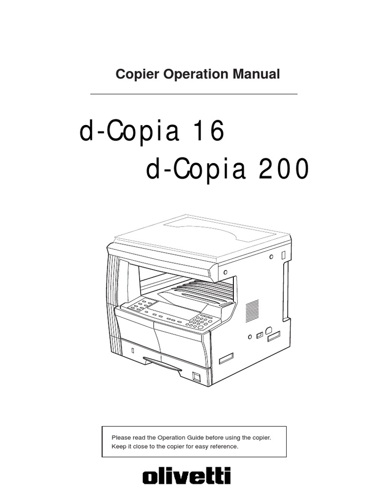 Olivetti d16-200 Operation Manual | PDF | Photocopier | Ac Power Plugs ...