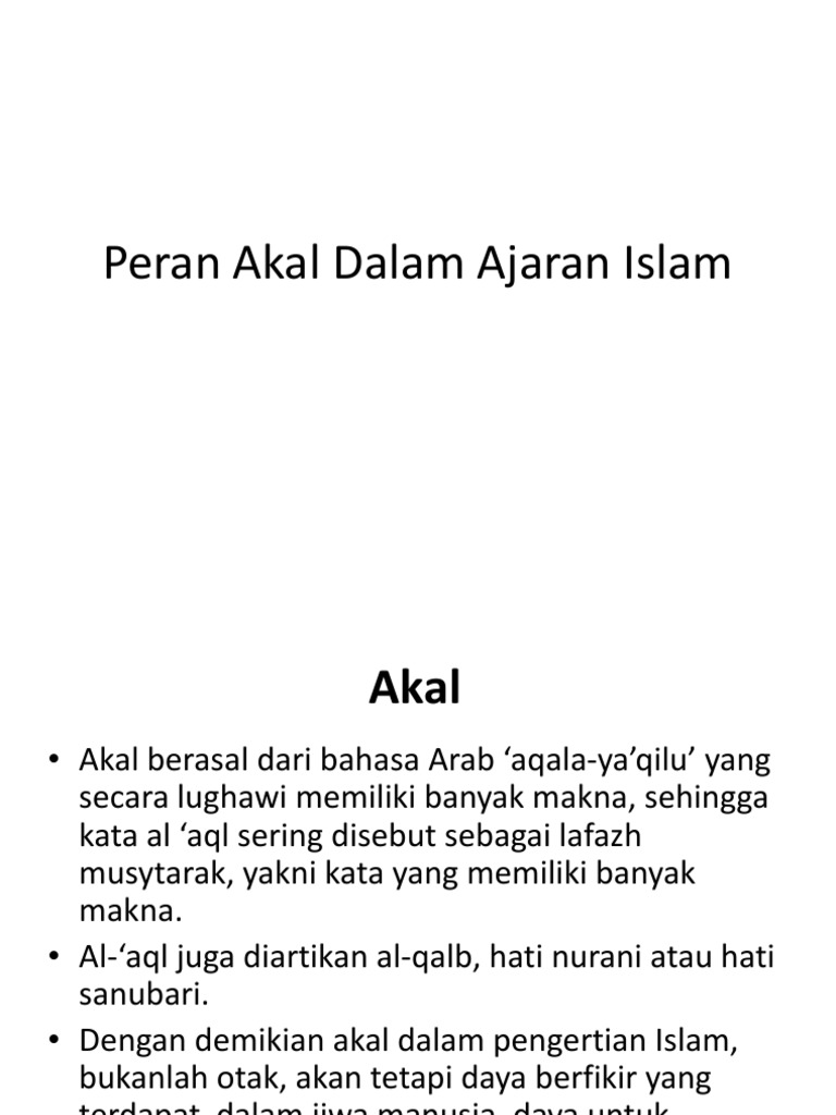 Peran Akal Dalam Ajaran Islam | PDF