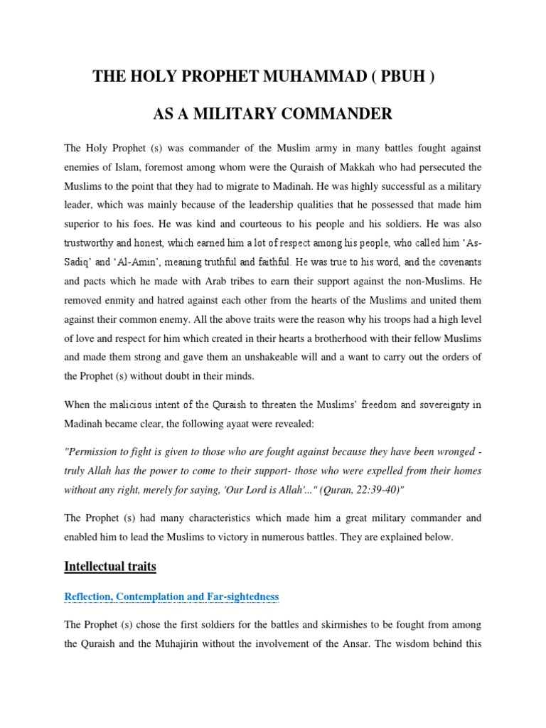 The Holy Prophet Muhammad | PDF | Muhammad | Battles