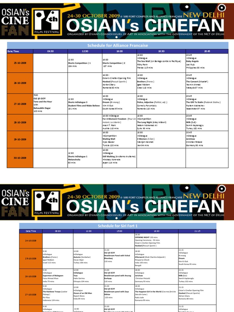 Film Festival Screening Schedule | PDF