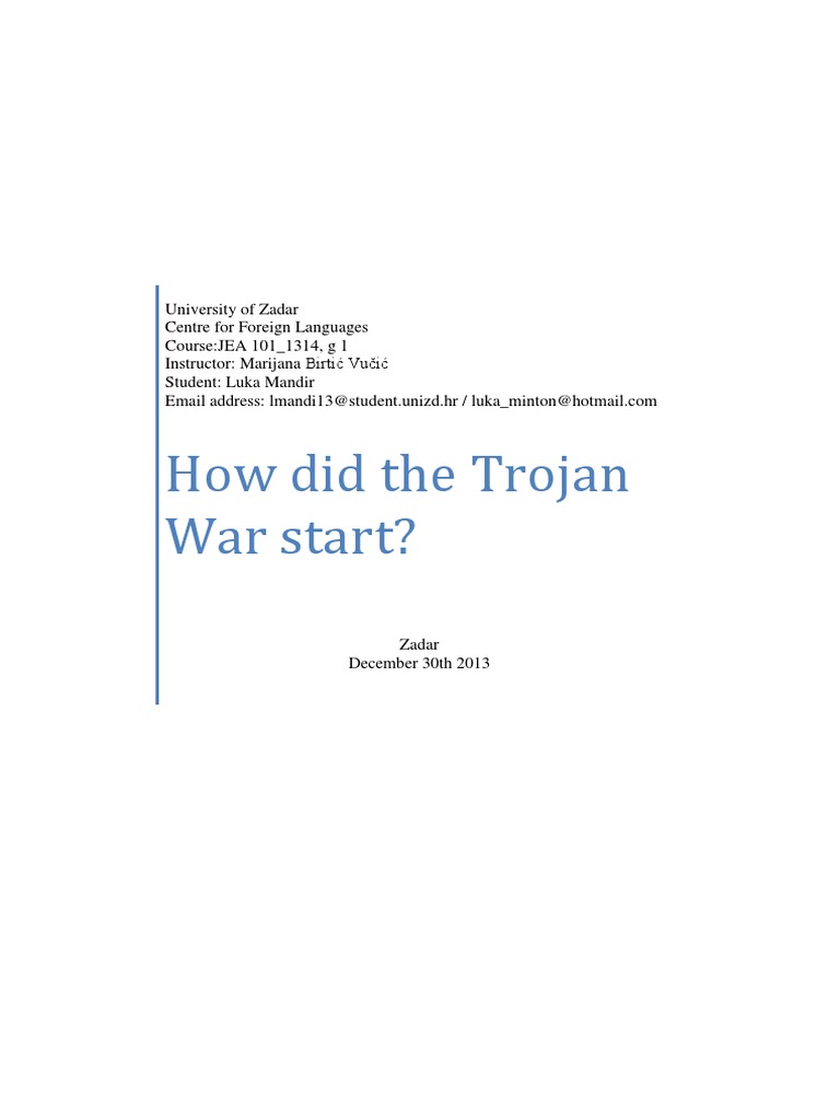 How Did The Trojan War Start | PDF | Paris (Mythology) | Helen Of Troy
