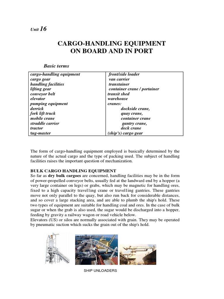 Cargo Handling Port | PDF | Crane (Machine) | Containerization