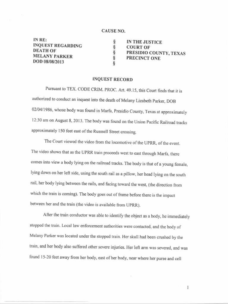 Melany Parker Inquest Report | PDF | Major Depressive Disorder | Medicine