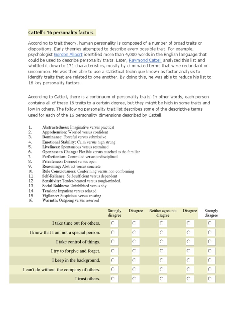 16 PF Quesl | PDF | Psychology | Cognitive Science