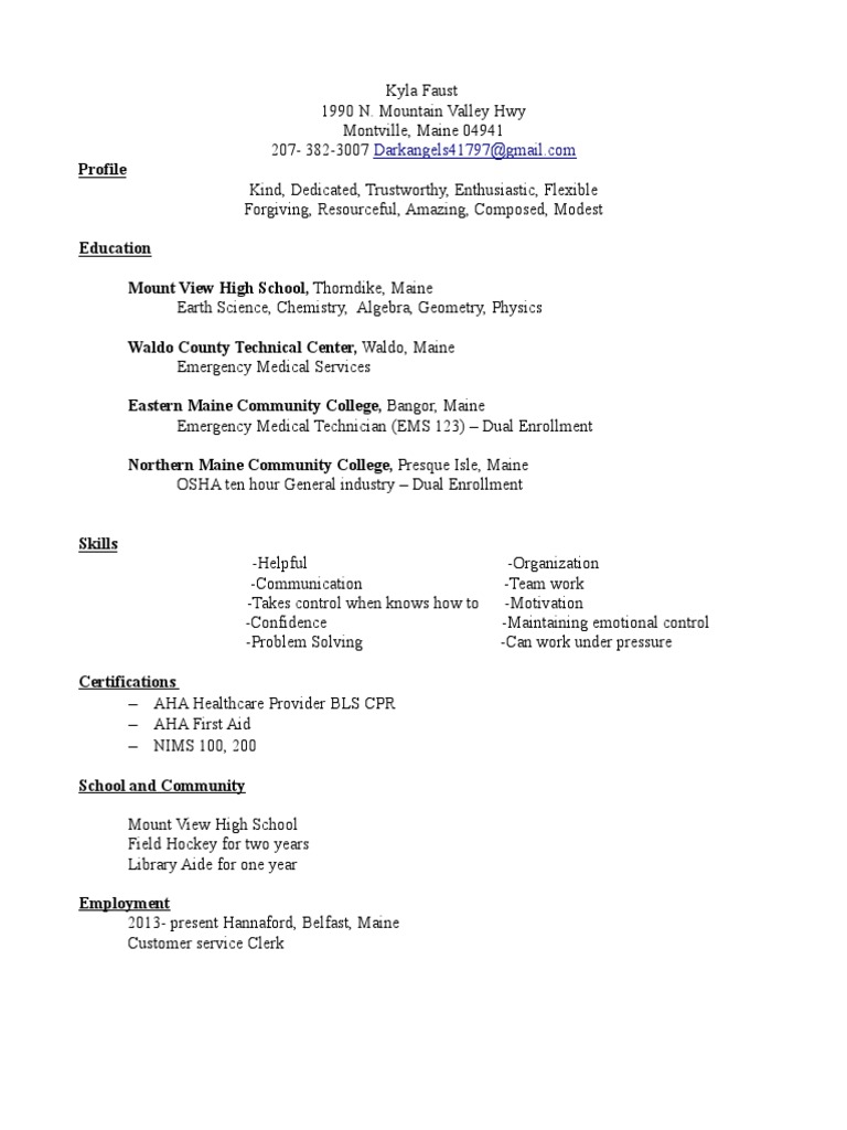 Kyla Faust's Resume Overview | PDF