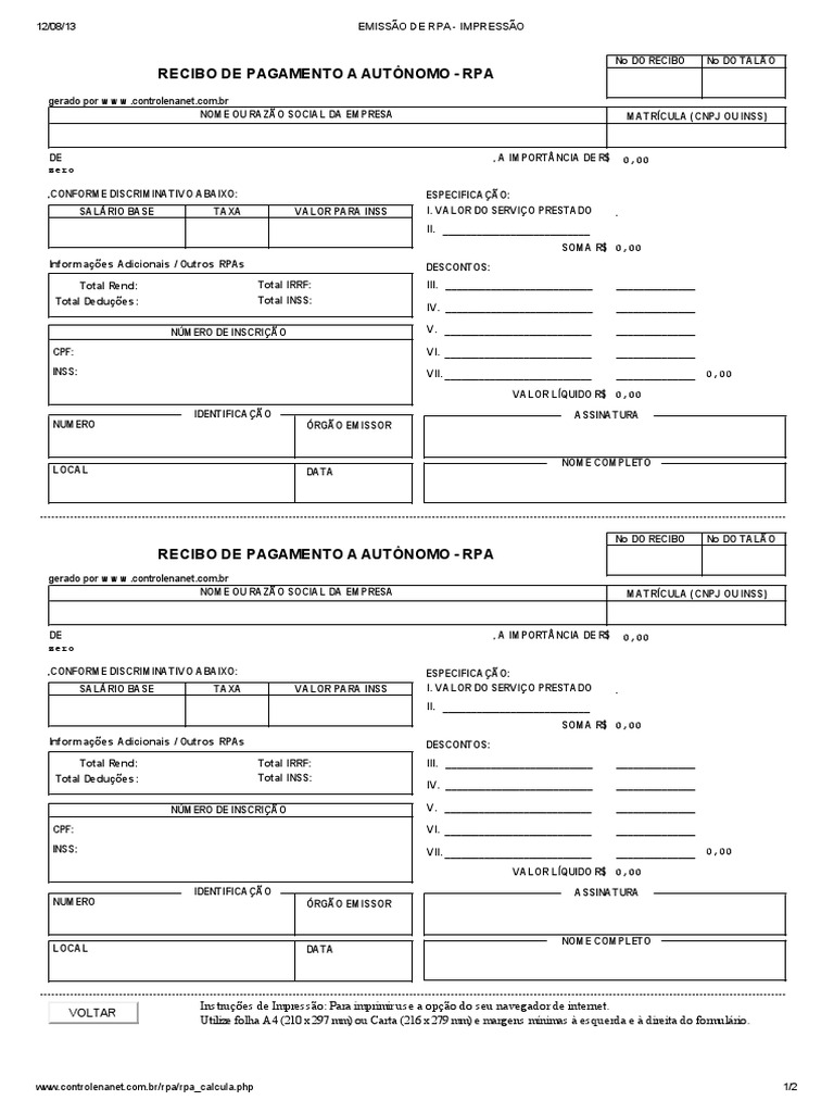 Modelo de RPA PDF | PDF | Finanças e Administração de Capital