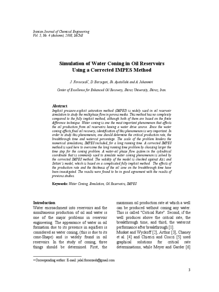 Simulasi Water Coning | PDF