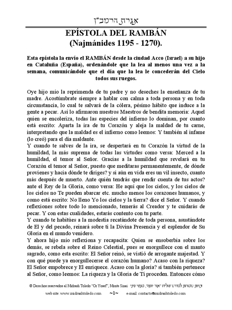 Epistola de Rambam PDF | PDF | Creencia religiosa y doctrina | Religión y creencia