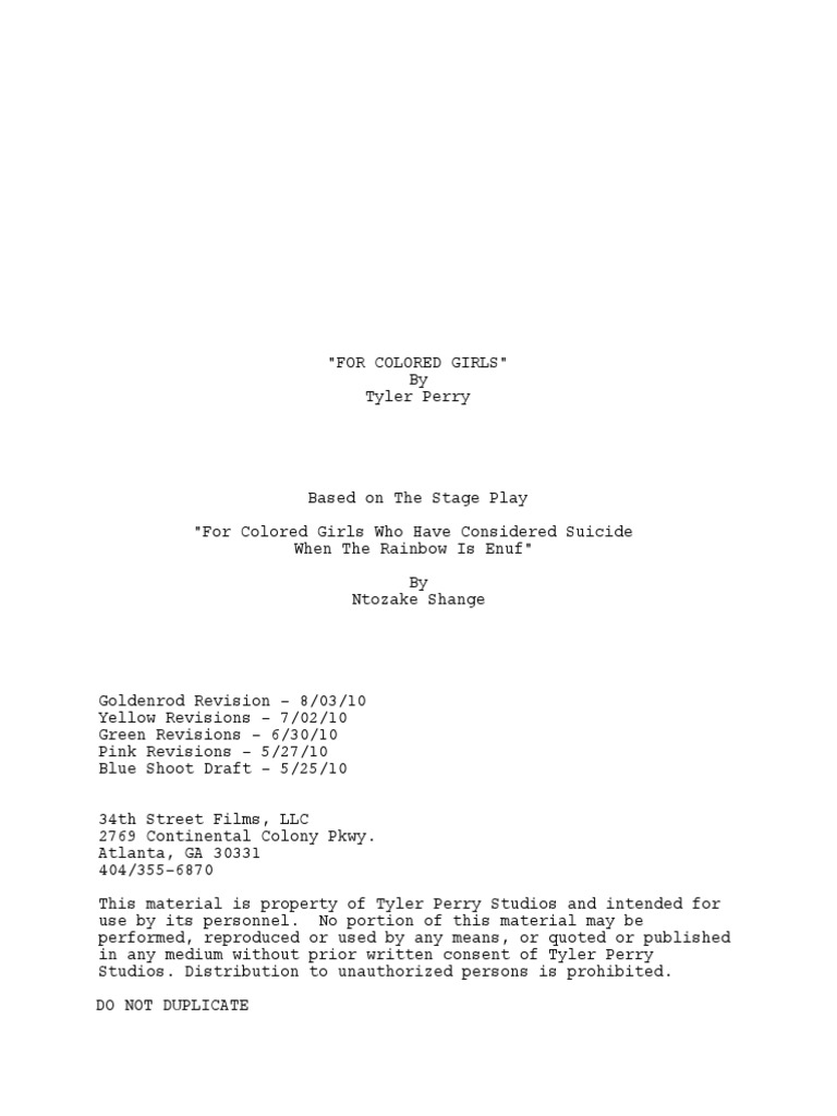 For Colored Girls | PDF