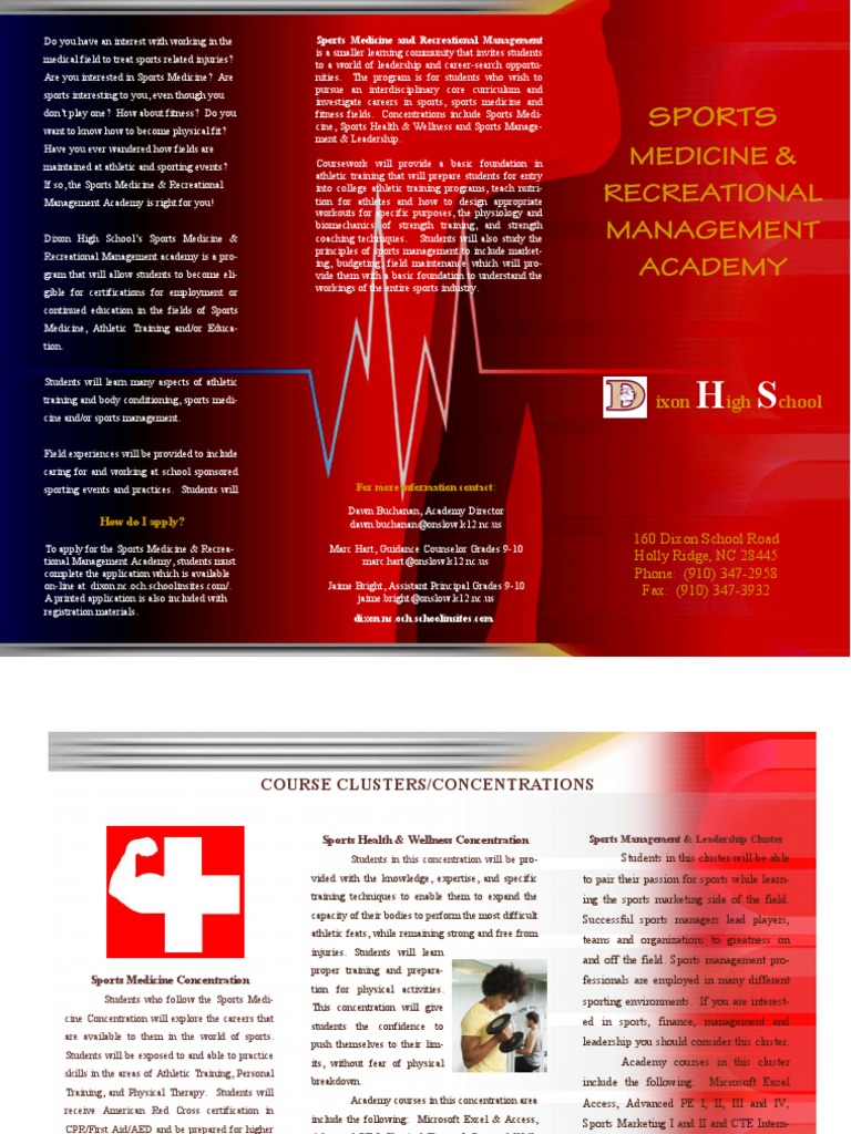 Sports Medicine & Recreational Management Brochure | PDF | Medicine ...