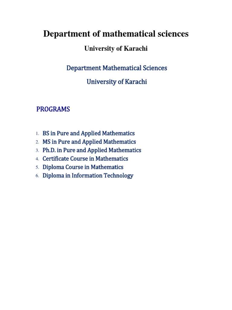 Course Outline of BS Mathematics in UoK | PDF | Functional Analysis ...