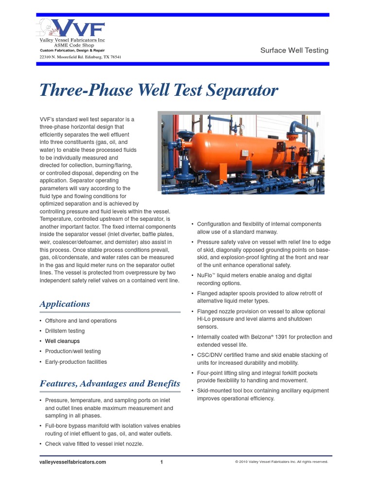 3-Phase Test Separators VVF | PDF | Gases | Gas Technologies