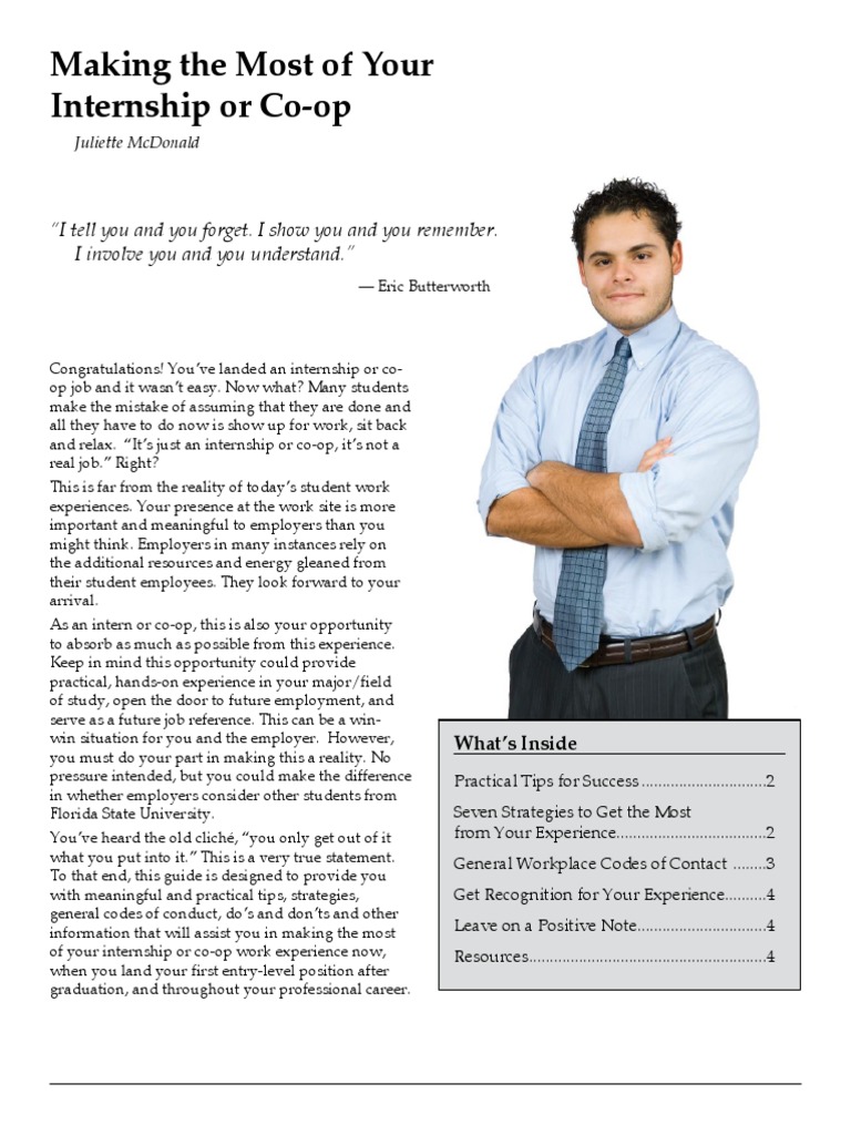 Making The Most of Your Internship or Co-Op Work Experience | PDF ...