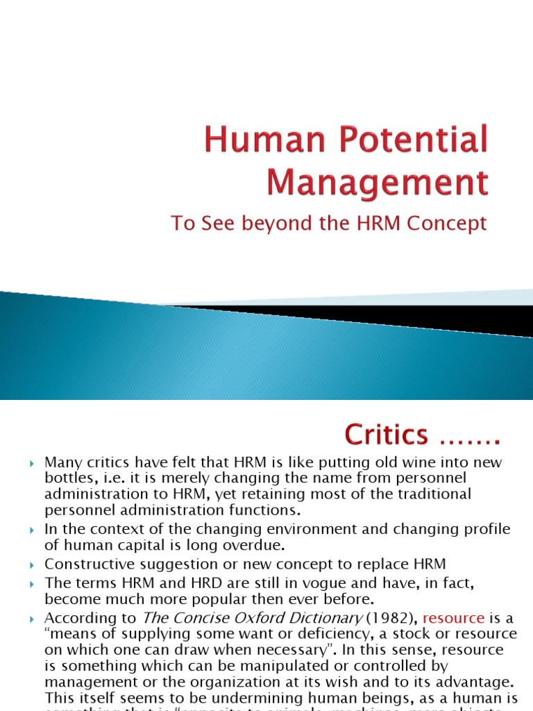 Human Potential Management | PDF | Resource | Human Resource Management