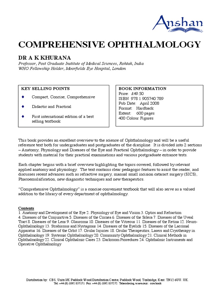 Comprehensive Ophthalmology | PDF | Ophthalmology | Health Sciences