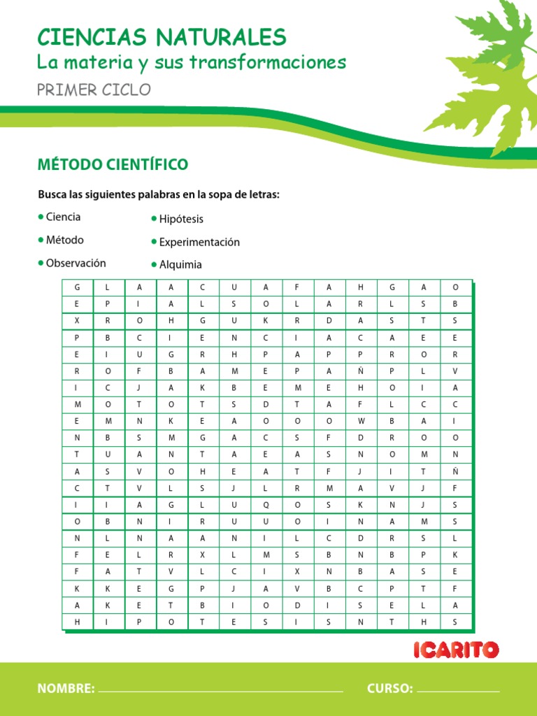 Sopa de Letras Del Metodo Cientifico PDF | PDF | Artes del Lenguaje y ...