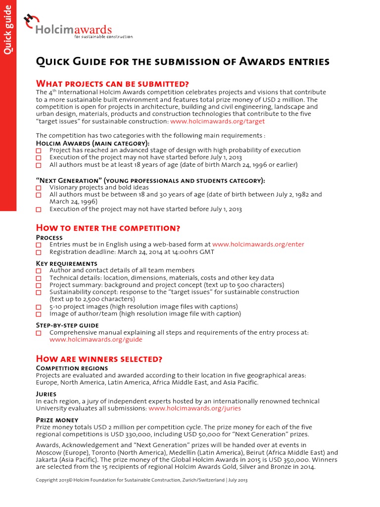Quick Guide For The Submission of Awards Entries: What Projects Can Be ...