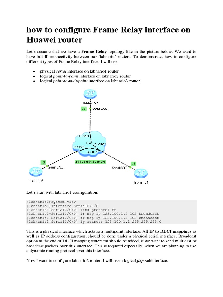 How To Configure Frame Relay Interface On Huawei Router Pdf Ip 1223