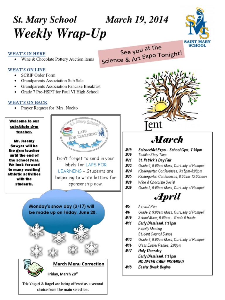 St. Mary School Weekly Wrap-Up 3/19/14 | PDF