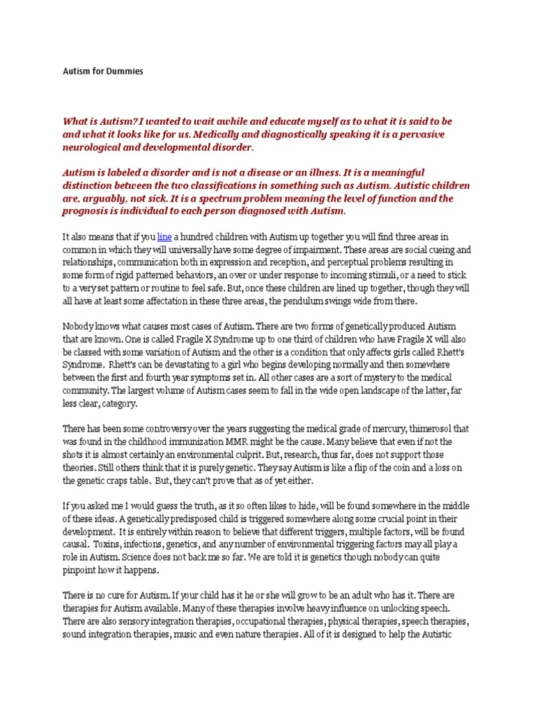 Autism For Dummies | PDF | Autism | Asperger Syndrome