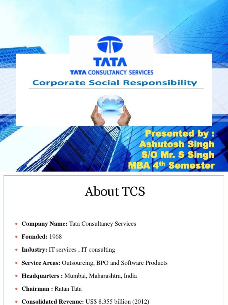 TCS Corporate Social Responsibility Initiatives | PDF | Corporate ...