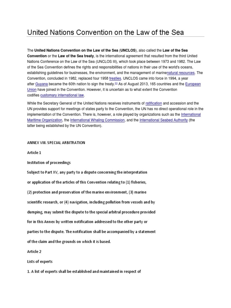 Law of The Sea | PDF | United Nations Convention On The Law Of The Sea ...