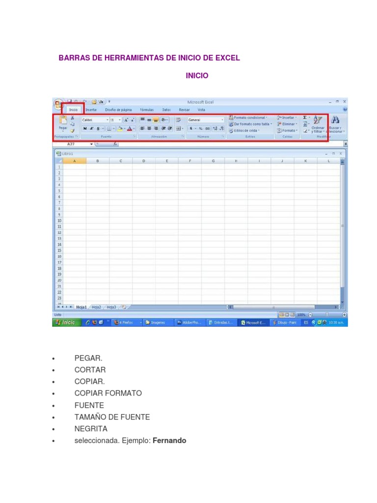 Barras de Herramientas de Inicio de Excel | Fórmula | Ventana (Computación)