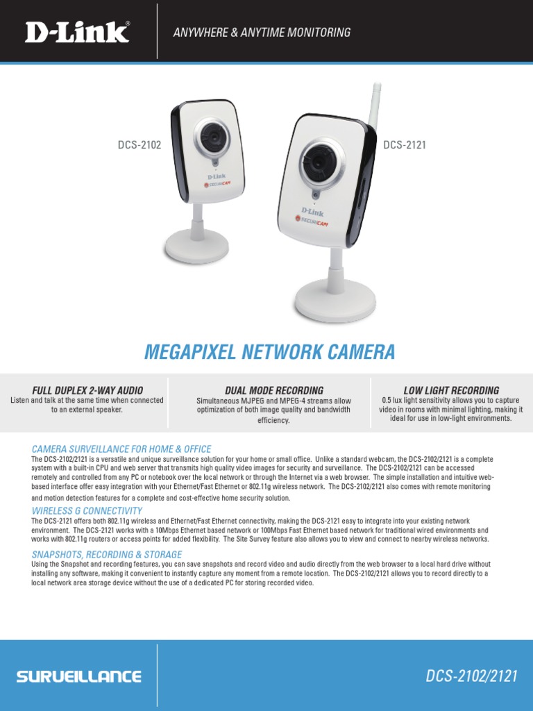D Link DCS 2102 2121 Datasheet en | PDF | Surveillance | Ethernet