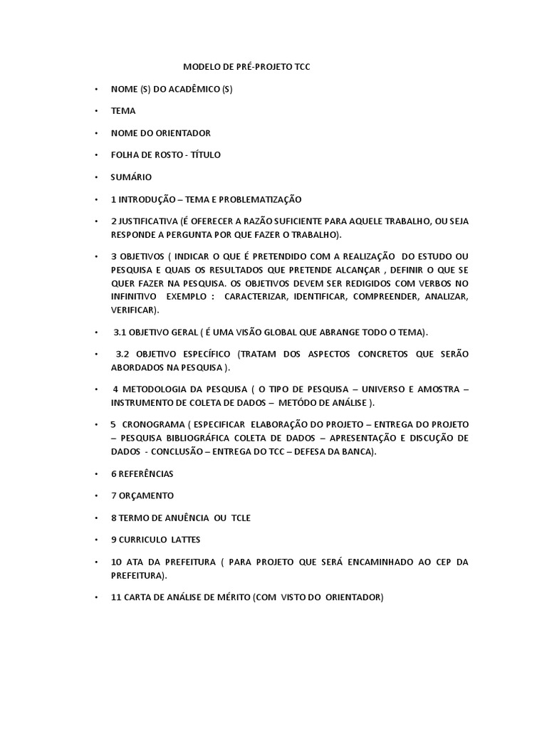 Modelo de Pre Projeto de TCC | PDF