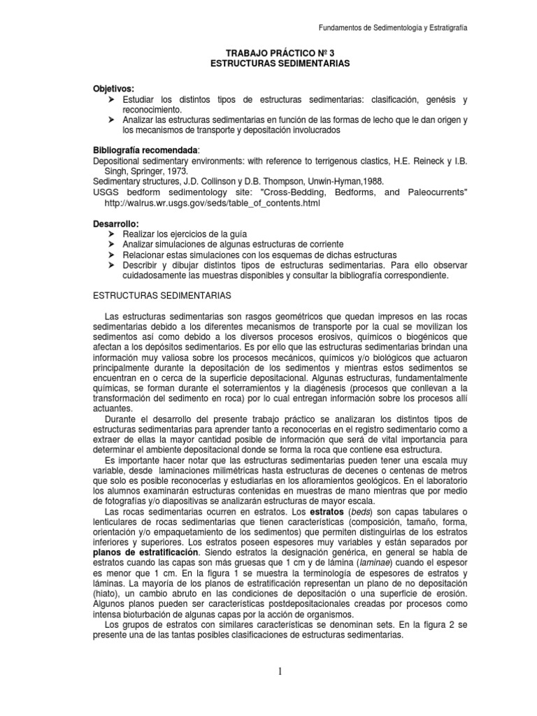 Tp3-Estructuras Sedimentarias | PDF | Estrato | Roca sedimentaria