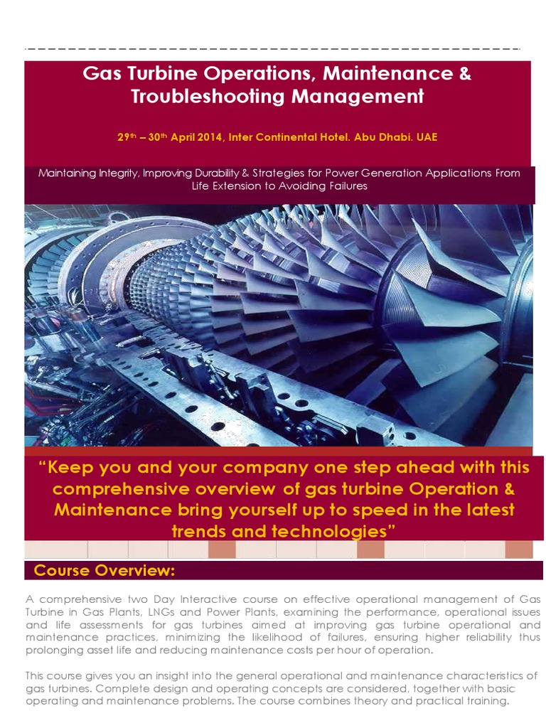 Gas Turbine Operation and Maintenance Training | Reliability ...