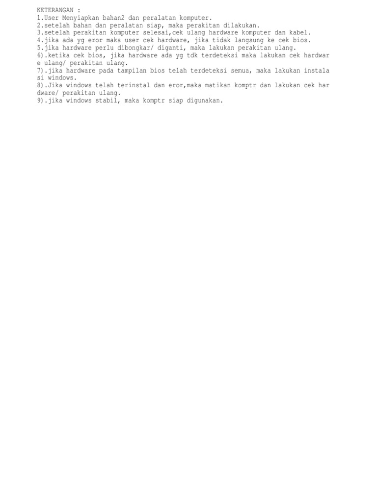 Ket Flowchart Perakitan | PDF | Griya & Taman | Komputer