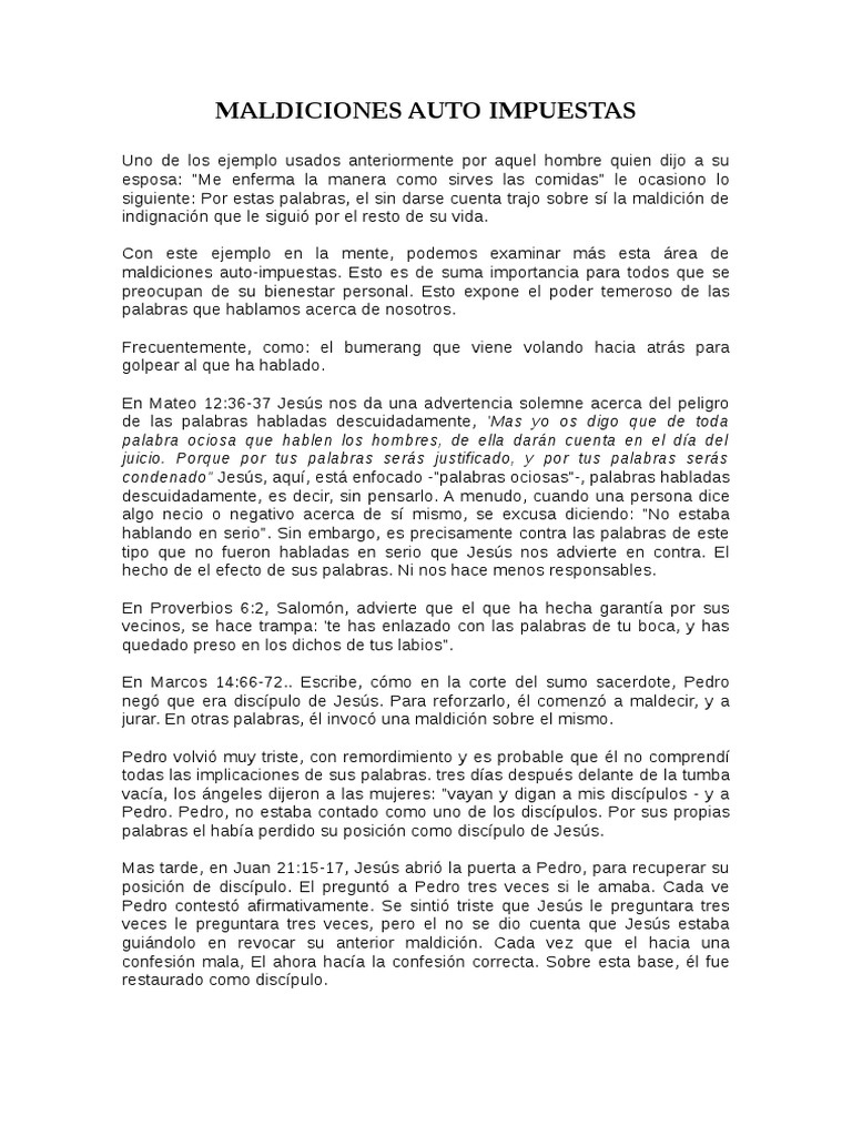 Maldiciones Autoimpuestas | PDF | San Pedro | Dios