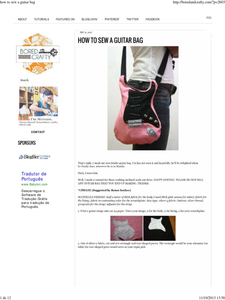 How To Sew A Guitar Bag | PDF