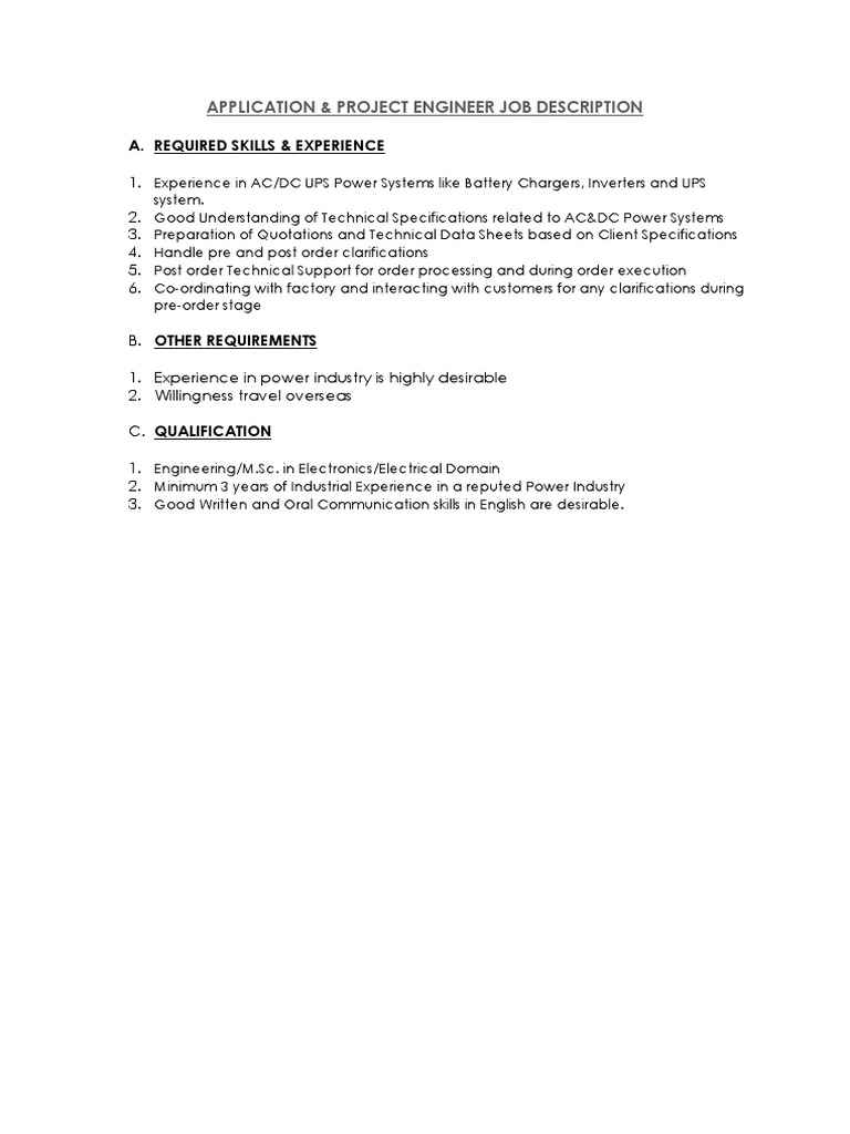 Application and Project Engineers Profile | PDF | Business | Computers