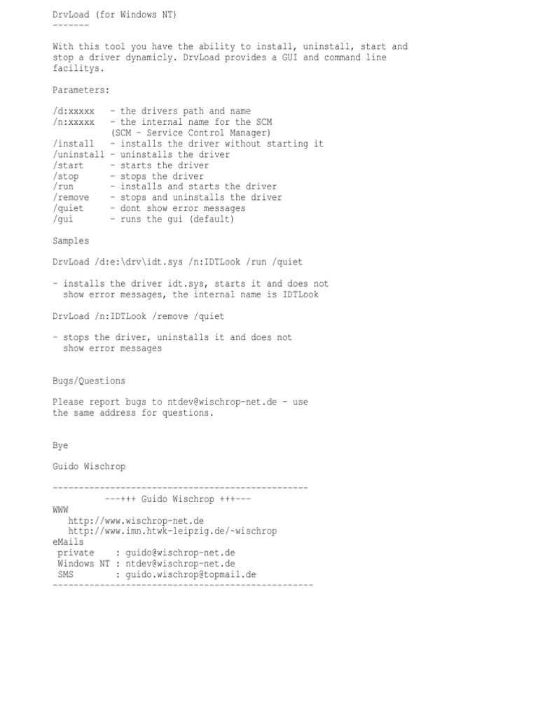 Windows NT Driver Management Tool | PDF