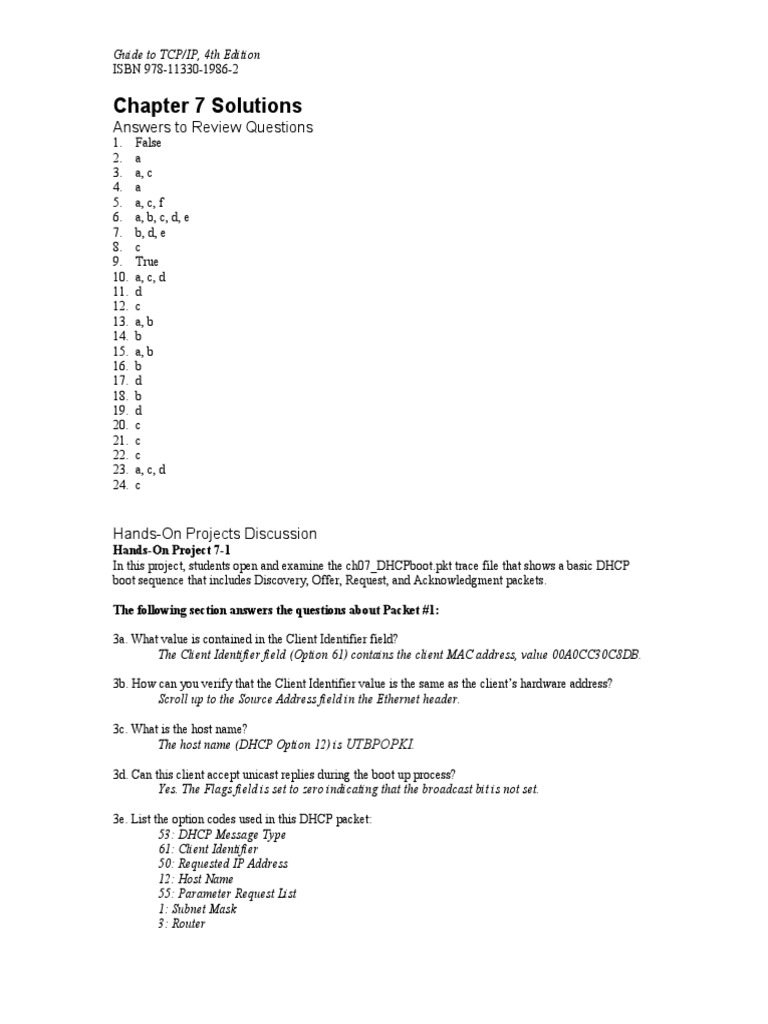 TCPIP4e Solutions Ch07 | PDF | Ip Address | Transmission Control Protocol