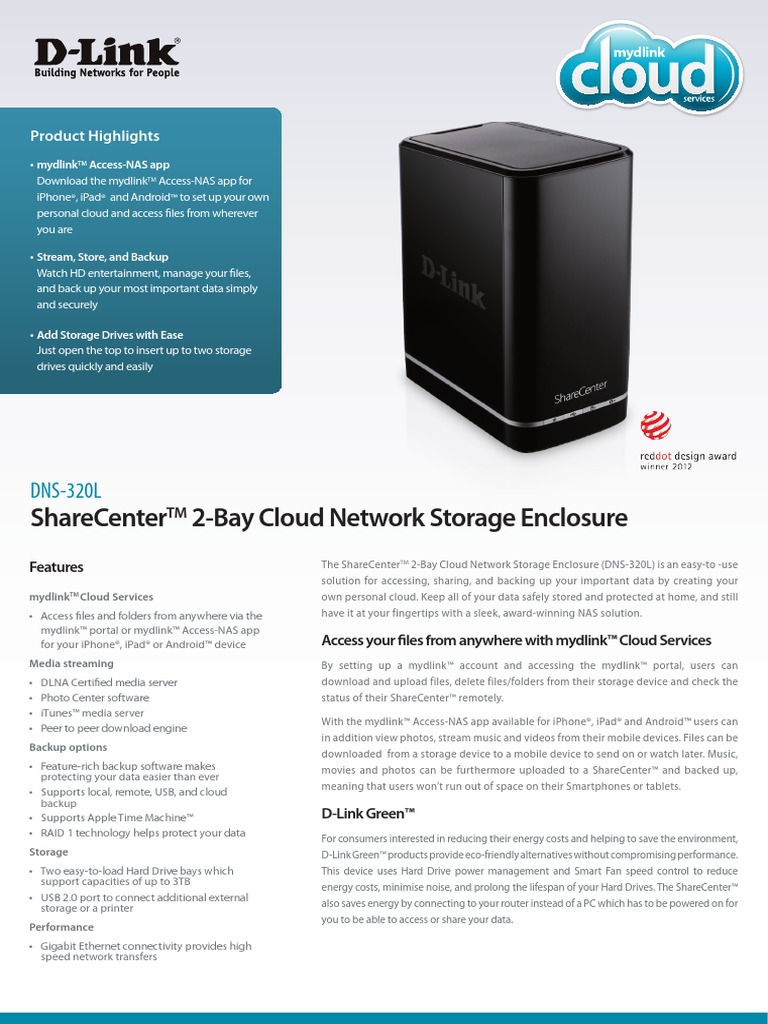 DNS 320L Datasheet en UK | PDF | Usb | Hard Disk Drive