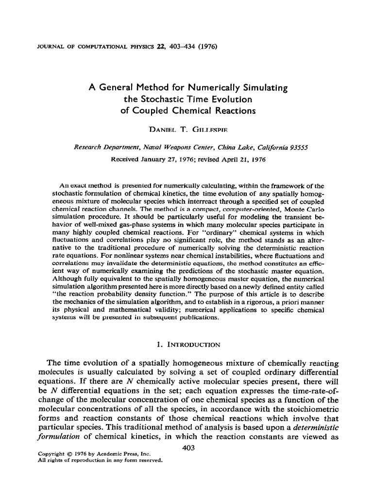 Gillespie General Method | PDF | Monte Carlo Method | Numerical Analysis