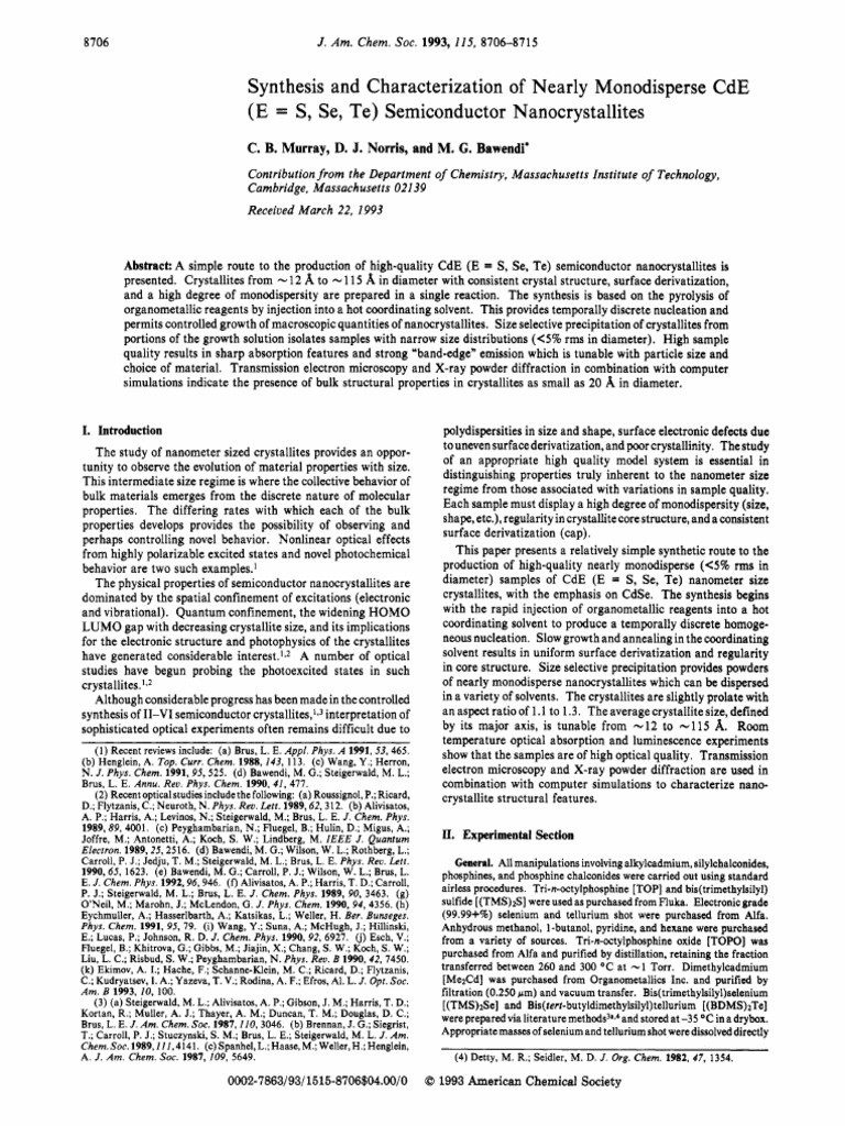 Murray, Norris y Bawendi | PDF | X Ray Crystallography | Transmission ...