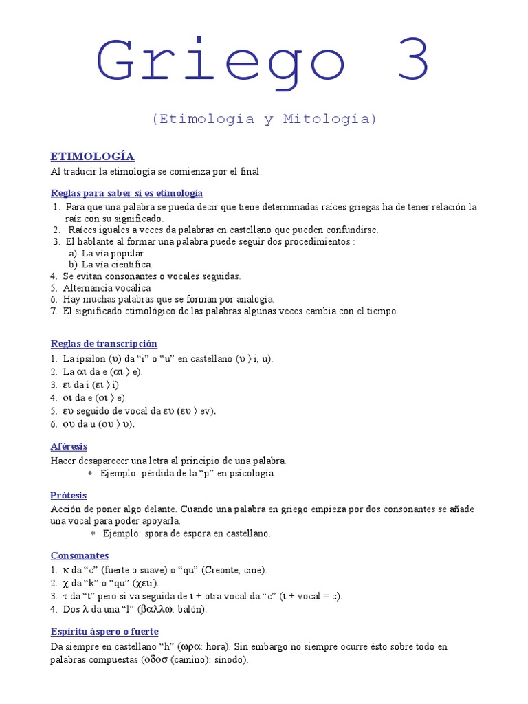 Etimología y Mitología Griega | PDF