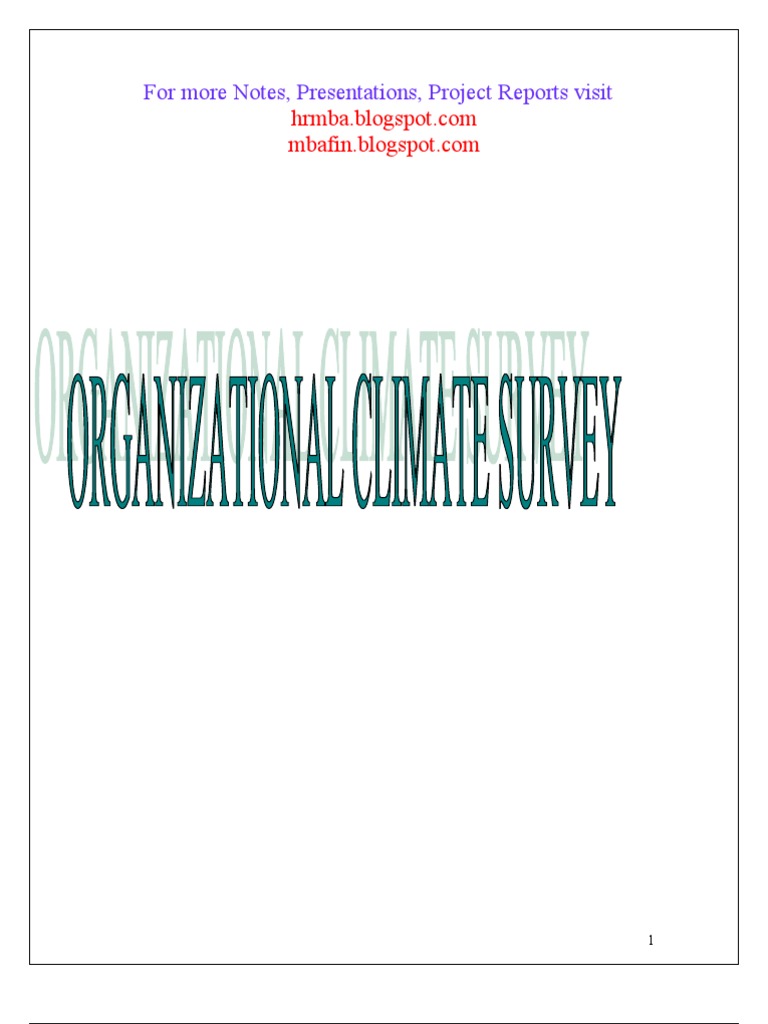 Organizational Climate Survey Project Report | PDF | Leadership ...