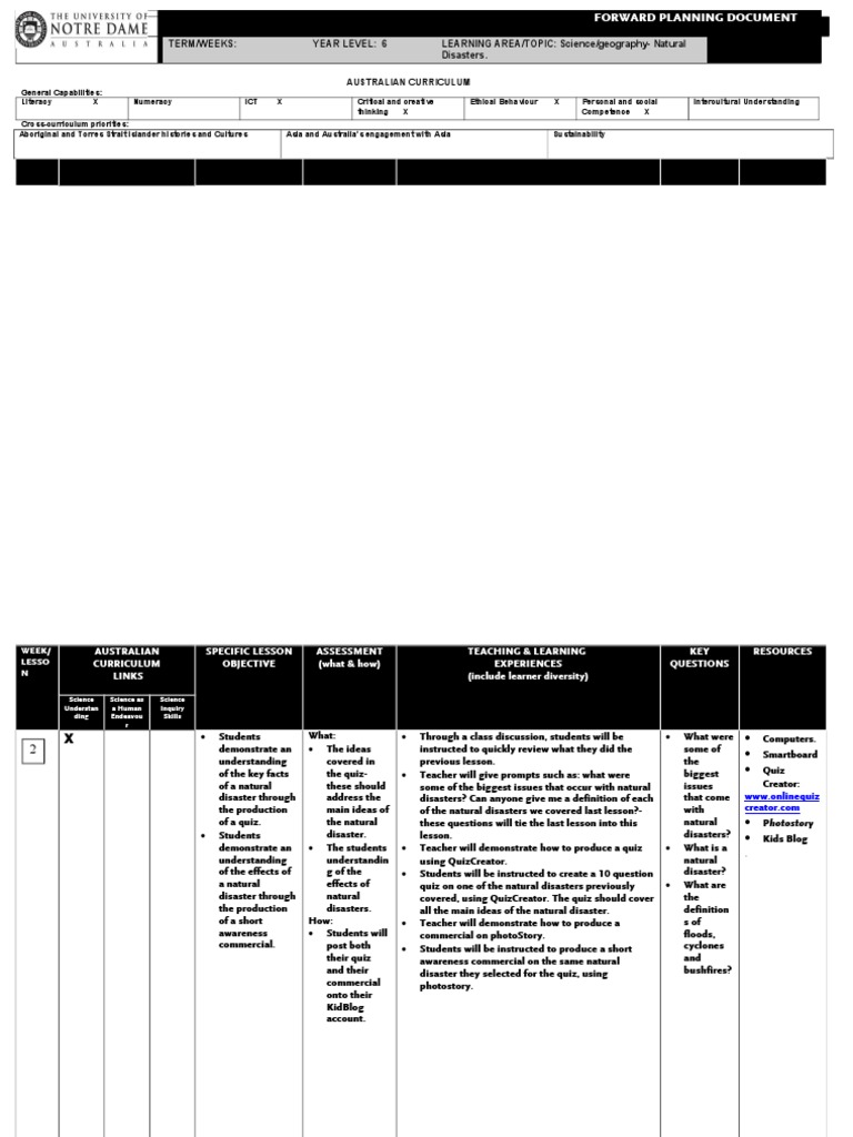 Year 6 Natural Disasters Curriculum | PDF