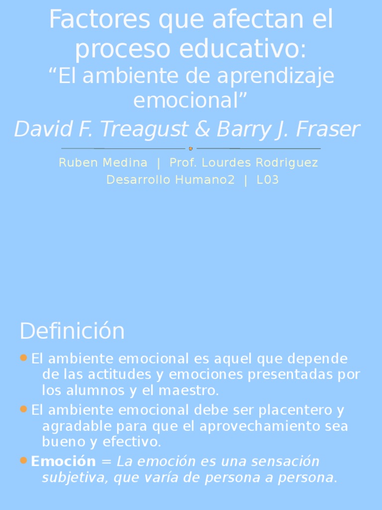 El Ambiente Emocional en La Sala de Clases | PDF | Neurociencia | Sicología