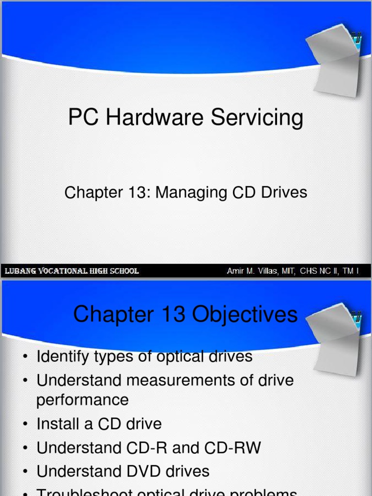 PC Hardware Servicing: Chapter 13: Managing CD Drives | PDF | Cd Rom ...