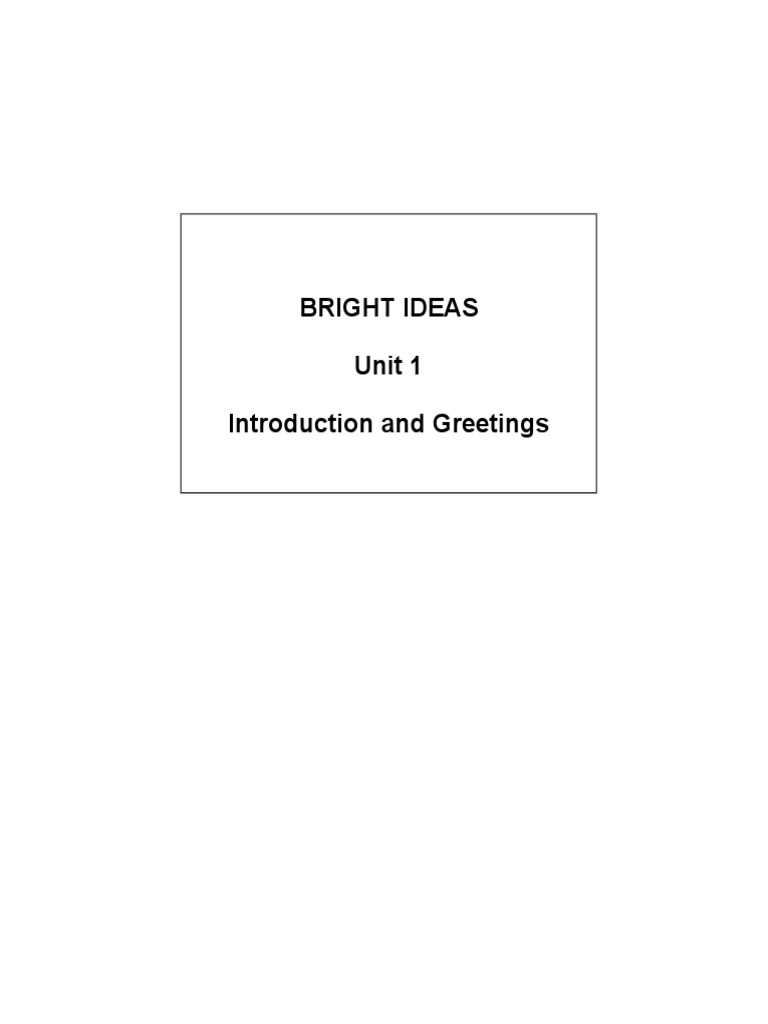 Unit 1 Introductions and Greetings | PDF | Linguistics