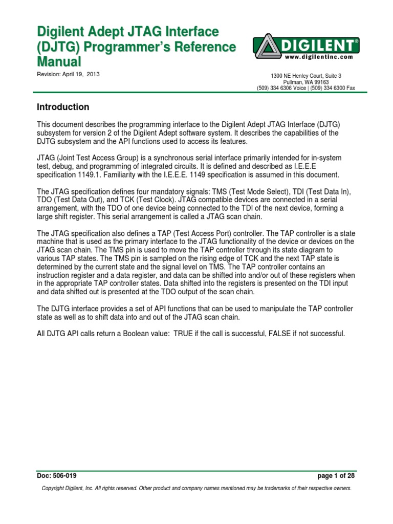 DJTG Programmer's Reference Manual | Download Free PDF | Computing | Computer Engineering