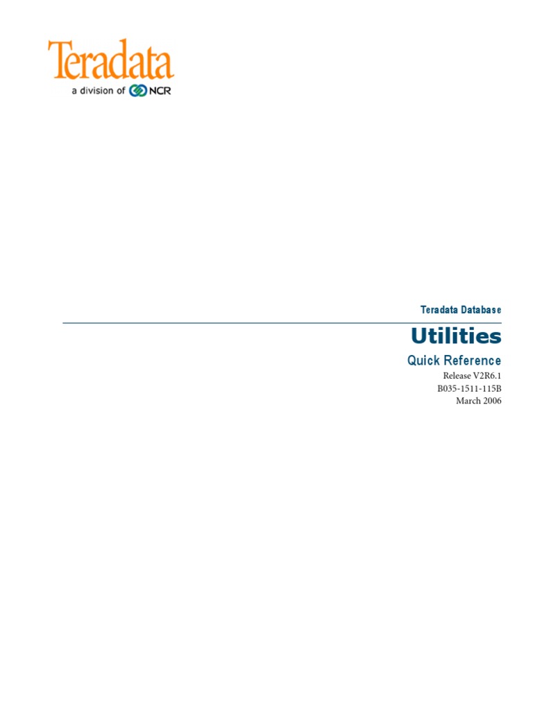 Utilities: Quick Reference | PDF | Databases | Computer Engineering